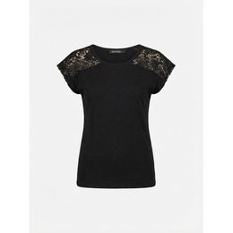 KOROSHI Kurz&auml;rmeliges Spitzen-T-Shirt f&uuml;r Frauen in Schwarz | Gr.: L