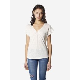 KOROSHI Damen-T-Shirt mit kurzem &Auml;rmel und Reifhalsausschnitt in wei&szlig; | Gr.: XS