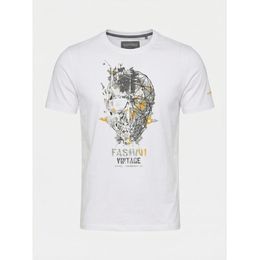 KOROSHI Crew t-shirt baumwolle druck-emb in wei&szlig; | Gr.: S