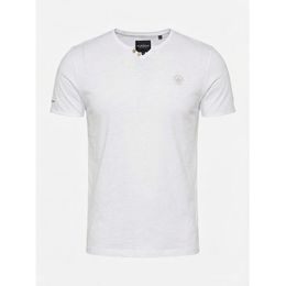 KOROSHI Basic baumwolle henley t-shirt in wei&szlig; | Gr.: 3XL