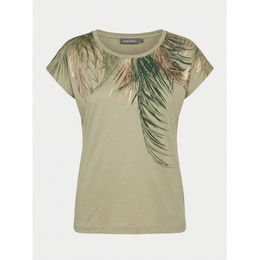 KOROSHI Damen-T-Shirt mit bedruckten kurzen &Auml;rmeln in khaki | Gr.: XS