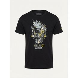 KOROSHI Crew t-shirt baumwolle druck-emb in anthrazit | Gr.: L