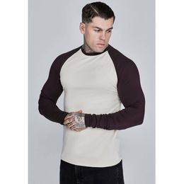 SikSilk Langarmshirt Muscle Fit in Ecru, Brown | Gr.: M