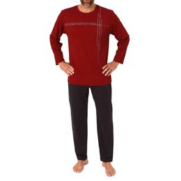 Normann Schlafanzug langarm Frontprint in rot | Gr.: 52