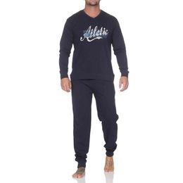 Normann Schlafanzug langarm Frontprint in navy | Gr.: 50