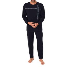 Normann Schlafanzug langarm Frontprint in navy | Gr.: 50