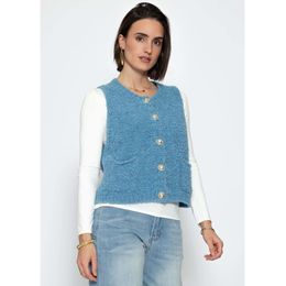 SASSYCLASSY Boucl&eacute;-Weste mit Taschen in Blau | Gr.: L