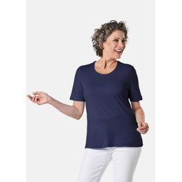 GOLDNER Basic Baumwollshirt mit kurzem Arm in marine | Gr.: 38