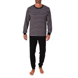 Normann langarm Frottee Schlafanzug Pyjama B&uuml;ndchen - 82239 in schwarz | Gr.: 48