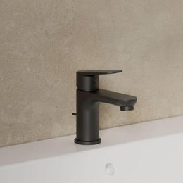 Kludi X1 75 Waschtischarmatur 322663975 mit Ablaufgarnitur, schwarz matt