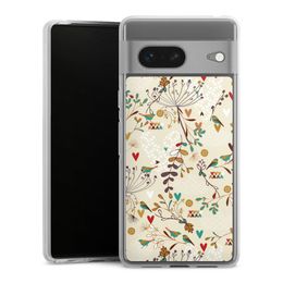 DeinDesign Google Pixel 7 Handy Silikon H&uuml;lle Case transparent Handyh&uuml;lle Retro Flowers Bird Silikon Case
