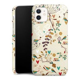 DeinDesign iPhone 12 mini Handy Premium Case Smartphone Handyh&uuml;lle Schutzh&uuml;lle gl&auml;nzend Flowers Bird Retro Premium Case