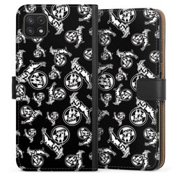 DeinDesign Galaxy A22 5G Handy Klapph&uuml;lle Handyh&uuml;lle aus Kunst Leder schwarz Flip Case Muster Official Licensed Product 1. Fc K&ouml;ln Sideflip mit langer Lasche