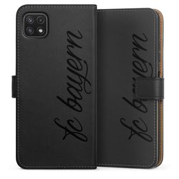 DeinDesign Galaxy A22 5G Handy Klapph&uuml;lle Handyh&uuml;lle aus Kunst Leder schwarz Flip Case Fcb Official Licensed Product Fc Bayern M&uuml;nchen Sideflip mit langer Lasche