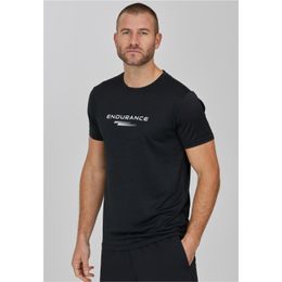 Funktionsshirt Endurance "PORTOFINO", Herren, Gr. 5XL, schwarz (schwarz, meliert), 100% Polyester, bedruckt, meliert, normal, Rundhals, Shirts Funktionsshirt, mit praktischer Quick Dry-Technologie