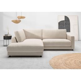 Ecksofa Home Affaire "Ecksofa Jiro, L-Form, gro&szlig;e Sitztiefe, Breite 252 cm", taupe, B:252cm H:85cm T:224cm, 100% Polyester, Sofas, Ecksofa, lose Sitz- & R&uuml;ckenkissen, weicher Polsteraufbau, komfortabel & modern