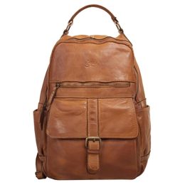 XZONE Laptoprucksack X-ZONE, Gr. B/H/T: 37cm x 28cm x 13cm, onesize, braun (cognac), Leder, Rindsleder, Retro, Rucks&auml;cke Laptoprucksack, echt Leder, Made in Italy