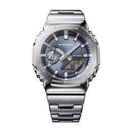 Chronograph Casio G-SHOCK, edelstahlfarben, dunkelgrau, Armbanduhren, Damen, Chronograph, Quarzuhr, Armbanduhr, Herrenuhr, Edelstahlarmband, analog, digital