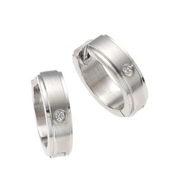 Paar Creolen Firetti "Schmuck Geschenk Basic, Matt/Glanz Optik", silber (edelstahlfarben, kristallwei&szlig;), Ohrringe, Damen, 15mm, Edelstahl, mit Zirkonia (synth.)
