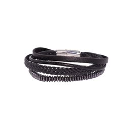 Lederarmband Firetti "Schmuck Geschenk Armschmuck Edelsteinarmband H&auml;matit", schwarz (anthrazit, edelstahlfarben, schwarz, grau, schwarz), Armb&auml;nder, Herren, 20cm, Edelstahl Leder, Edelstahl, Leder, Lederarmband, Made in Germany - mit H&auml;matit