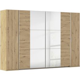 Schwebet&uuml;renschrank Rauch "Kleiderschrank Dreht&uuml;renschrank Schrank Garderobe KRONACH TOPSELLER", beige (eiche artisan, griffleisten alu, mit 2 spiegel), B:311cm H:210cm T:59cm, Holzwerkstoff, Schr&auml;nke, Schwebet&uuml;renschrank, Kombischrank optional mit 1 oder 2 Spiegel viele B&ouml;den MADE IN GERMANY