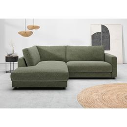 Ecksofa Home Affaire "Ecksofa Jiro, L-Form, gro&szlig;e Sitztiefe, Breite 252 cm", oliv, B:252cm H:85cm T:224cm, 100% Polyester, Sofas, Ecksofa, lose Sitz- & R&uuml;ckenkissen, weicher Polsteraufbau, komfortabel & modern