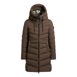 Steppjacke Khujo "TUHANI4", Damen, Gr. XL, beige (taupe dunkel), 100% Polyester, unifarben, regular fit ca. Mitte Oberschenkel, eingesetzt elastischer Bund mit Windstopper, Jacken Steppjacke