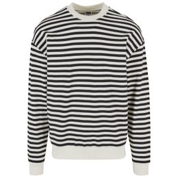 Sweater Urban Classics "Urban Classics Herren Striped Crewneck", Herren, Gr. M, sandwei&szlig;, schwarz, 100% Baumwolle, Rundhals, Sweatshirts Sweater