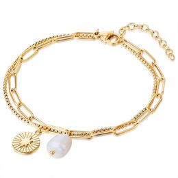 Armband Valero Pearls "VP789", gelbgold, Armb&auml;nder, Damen, Edelstahl, Armband, mit S&uuml;&szlig;wasser-Zuchtperle