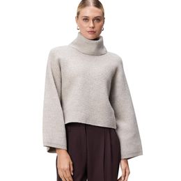 Strickpullover Zero "Damen mit Rollkragen", Damen, Gr. L, beige melange, Strick, Obermaterial: 58% Polyester, 30% Polyacryl, 10% Wolle, 2% Elasthan, Strukturmuster, figurumspielend normal, weit, Pullover Strickpullover, Plain/ohne Details