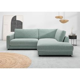 Ecksofa Home Affaire "Ecksofa Jiro, L-Form, gro&szlig;e Sitztiefe, Breite 252 cm", sage, B:252cm H:85cm T:224cm, 100% Polyester, Sofas, Ecksofa, lose Sitz- & R&uuml;ckenkissen, weicher Polsteraufbau, komfortabel & modern
