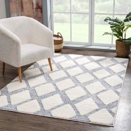 Hochflor-Teppich Carpet City "Focus 4497", grau, B:200cm H:20mm L:290cm, Polypropylen, Teppiche, L&auml;ufer, Boho, Hochtief-Muster/ 3D-Effekt, f&uuml;r Wohnzimmer, Schlafzimmer