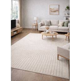 Teppich MERINOS "Eclipse", beige, B:200cm H:14mm L:280cm, Polypropylen, Teppiche, Teppich, moderner Wohnzimmer Teppich, geometrisches Design