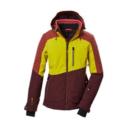 Skijacke Killtec "KSW 37 WMN SKI JCKT", Damen, Gr. 42, braun (rostbraun), Oberstoff 1: 100% Polyester/ Oberstoff 2: 93% Polyester, 7% Elasthan, Futter: 100% Polyester, Wattierung: 100% Polyester (recycelt), Jacken Skijacke, Atmungsaktive, wasserdichte Skijacke mit verstellbarer Kapuze