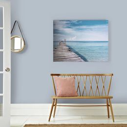 Leinwandbild Art for the home "Steg ins Blaue", blau (farbe bild(er): blau), Natur, Bilder, Leinwandbild