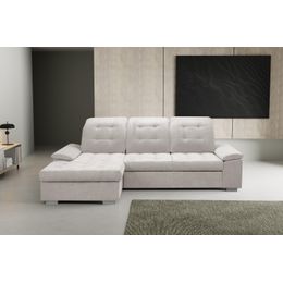 Ecksofa WERK2 "Carmen, mit Bettfunktion & Bettkasten, optional Sitztiefenverstellung", beige (creme), B:264cm H:105cm T:170cm, 92% Polyester, 8% Nylon, Sofas, Ecksofa, mit Sitztiefenverstellung, Luxus-Microfaser Chenille, Creme, Topseller
