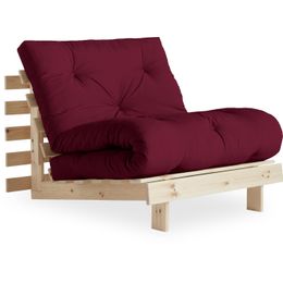 Daybett Karup Design "Roots Sofa Bed, Schlafsofa, Daybett, Bettfunktion, FSC-Massivholz", rot (bordeaux), B:90cm H:85cm, Bezug: 80% Baumwolle, 20% Polyester, Daybetten, Inkl. Futonmatratze, aus FSC-Kiefer, in mehreren Farben erh&auml;ltlich