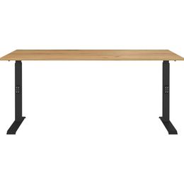 Schreibtisch Germania "Downey", braun (navarra, eiche, nachbildung, schwarz, schwarz, navarra, eiche, nachbildung), B:160cm H:91cm T:80cm, Tische, Schreibtisch, h&ouml;henverstellbar von 68-91 cm, verf&uuml;gbar in verschiedenen Breiten
