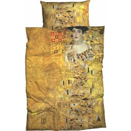 Bettw&auml;sche Goebel "Adele Bloch", gold (goldfarben), B/L: 135cm x 200cm, 1 Stk., 1 Stk., Satin, B/L: 80cm x 80cm, 2 Stk., Satin, Obermaterial: 100% Baumwolle, Bettw&auml;sche, Bettw&auml;sche, mit Gem&auml;lde Motiv
