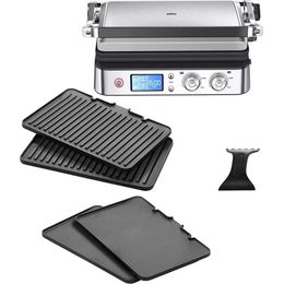 Kontaktgrill Braun "MultiGrill 9 CG 9043 - 3 Kochpositionen, bis 250C, 16 Burger Patties", schwarz (premium schwarz, edelstahl), B:36,5cm H:19cm T:46cm, Kontaktgrill_Standgrill_Tischgrill_Teppanyakigrill, Sp&uuml;lmaschinenfeste Platten + individuell temperierbar