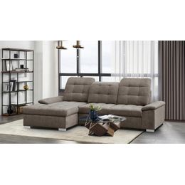 Ecksofa WERK2 "Carmen, mit Bettfunktion & Bettkasten, optional Sitztiefenverstellung", beige, B:264cm H:105cm T:170cm, 95% Polyester, 5% Nylon, Sofas, Ecksofa, mit Sitztiefenverstellung, Struktur weich, beige, Topseller