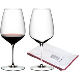 Rotweinglas "Cabernet / Merlot Weingl&auml;ser + Poliertuch Veloce 829 ml 2er Set transparent", bunt (transparent), Glas, RIEDEL THE WINE GLASS COMPANY, Trinkgef&auml;&szlig;e, Rotweinglas