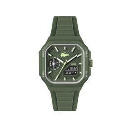 Digitaluhr Lacoste "LC33 SQUARE", olivgr&uuml;n, Armbanduhren, Herren, Digitaluhr, Quarzuhr, Armbanduhr, Herrenuhr, Silikonarmband, digital, analog