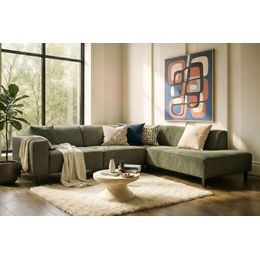 Ecksofa Home Affaire "LORCAN mit Holzfu&szlig;, Breite 275 cm, weiches Sitzgef&uuml;hl", forest gr&uuml;n, B:275cm H:77cm T:210cm, 100% Polyester, Sofas, Ecksofa, Massivholzf&uuml;sse, Chenille und Boucl&eacute; -Bez&uuml;ge