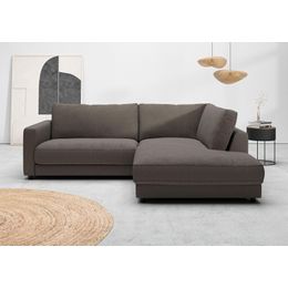 Ecksofa Home Affaire "Ecksofa Jiro, L-Form, gro&szlig;e Sitztiefe, Breite 252 cm", mocca, B:252cm H:85cm T:224cm, 85% Polyester, 15% Viskose, Sofas, Ecksofa, lose Sitz- & R&uuml;ckenkissen, weicher Polsteraufbau, komfortabel & modern