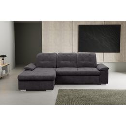 Ecksofa WERK2 "Carmen, mit Bettfunktion & Bettkasten, optional Sitztiefenverstellung", grau (anthrazit), B:264cm H:105cm T:170cm, 92% Polyester, 8% Nylon, Sofas, Ecksofa, ohne Sitztiefenverstellung, Luxus-Microfaser Chenille, Anthrazit, Topseller