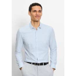 Businesshemd OLYMP "OLYMP No. Six 24/Seven, super slim, Modern Kent", Herren, Gr. 38, Normaler Arm, bleu, 64% Baumwolle, 27% Polyester, 9% Elasthan, Hemden