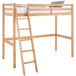 Kinderbett OTTO HOME "Alpi, Leiter links oder rechts montierbar, Hochbett", beige (natur gebeizt, gewachst), B:98cm H:175cm L:208cm, Betten, Kinderbett, Kiefernholz, Inklusive Leiter und Lattenrost, Liegefl&auml;che 90x200 cm