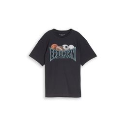 T-Shirt Tom Tailor, Jungen, Gr. 164, coal grau, Jersey, Obermaterial: 100% Baumwolle, bedruckt, regular fit normal, Rundhals, Shirts T-Shirt, mit Print