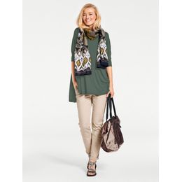 Oversize-Shirt Heine "Oversized Shirt", Damen, Gr. 34, gr&uuml;n (schilfgr&uuml;n), 95% Viskose, 5% Elasthan, unifarben, V-Ausschnitt, Shirts